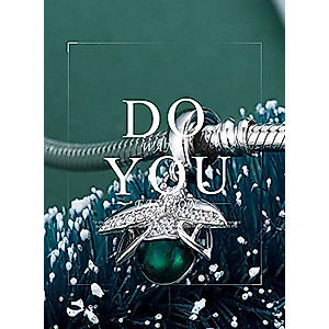 BOLENVI Green Ladybug Beetle Swarovski Crystals 925 Sterling Silver Dangle Pendant X Charm Bead For Pandora & Similar Charm Bracelets or Necklaces