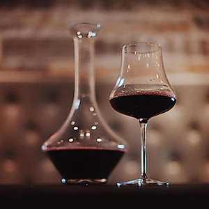 Luigi Bormioli Tentazioni Set Of 6 Bordeaux 22.75 Oz. Wine Glasses, Crystal SON-hyx Glass, With Titanium Reinforced Stems, A Decanter on a Stem, Dishwasher Safe, Made In Italy.