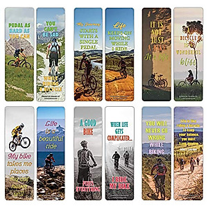 Creanoso Biking Hobby Quote Sayings Bookmarks (30-Pack) – Stocking Stuffers Gift for Cyclists, Men, Women, Adults – Cool Bookmarker Gift Tokens Collection Set – Page Clip – Employee Rewards
