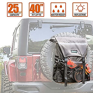 ALL-TOP Spare Tire Trash Bag, Heavy Duty Truck Tailgate Trash Bag, Cargo Storage Bag for Jeep, Truck, SUV or Car, Fit up to 40'' Tire (Rhino Grey)