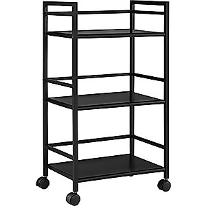 Ameriwood Home Marshall 3 Shelf Metal Rolling Utility Cart, Black
