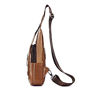 YUAN FAN Leather Sling Bag for Men,Crossbody Purse Chest Bag Backpack Messenger Shoulder Bag Small