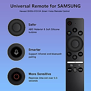 ZYK New Replacement for Samsung Smart TV Remote Universal Remote for Samsung TV with Voice Function Compatible with Samsung Crystal UHD QLED LCD Curved 4K 8K Smart TVs with Netflix, Prime Video, hulu