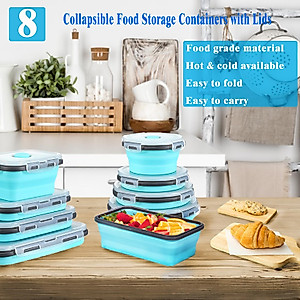 8 Collapsible Food Storage Containers With Lids, Rv Collapsible Bowls, Silicone Food Storage Containers, Camping Food Containers, Silicone Containers, Collapsible Containers for Food, Camping, Travel