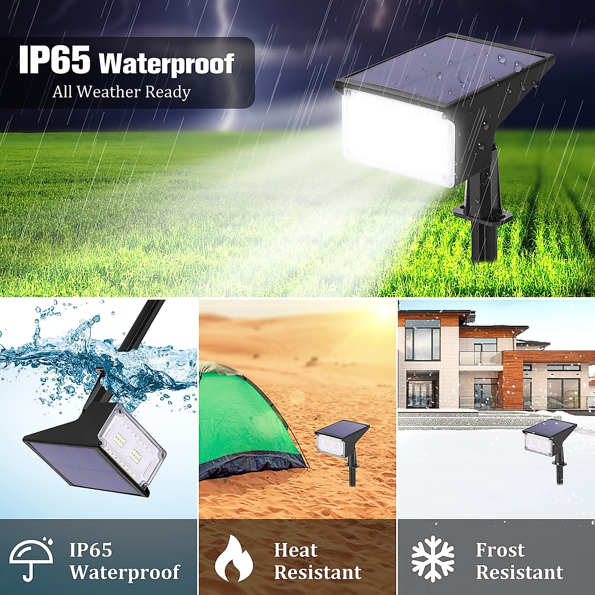 OOOLED Solar Spot Lights Outdoor, 6 Pack, 40 LEDs, 6500K Super Bright, IP65 Waterproof, Auto On/Off, Adjustable Light Head