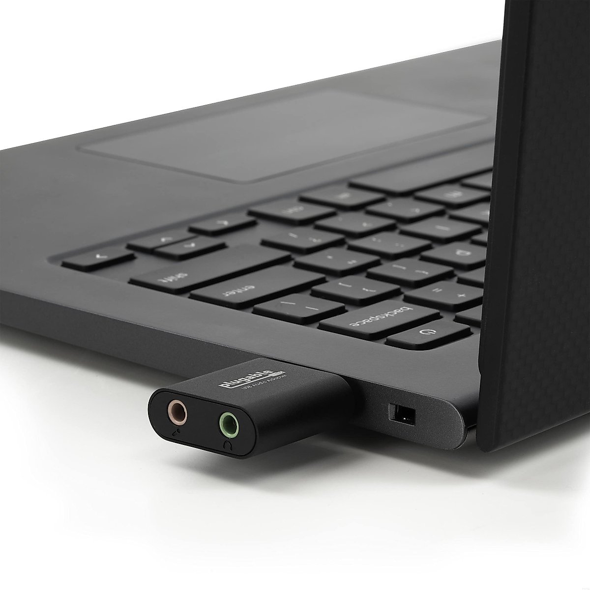 Plugable USB Audio Adapter with 3.5mm Speaker-Headphone and Microphone Jack, Add an External Stereo Sound Card to Any PC, Compatible with Windows, Mac, and Linux - Driverless