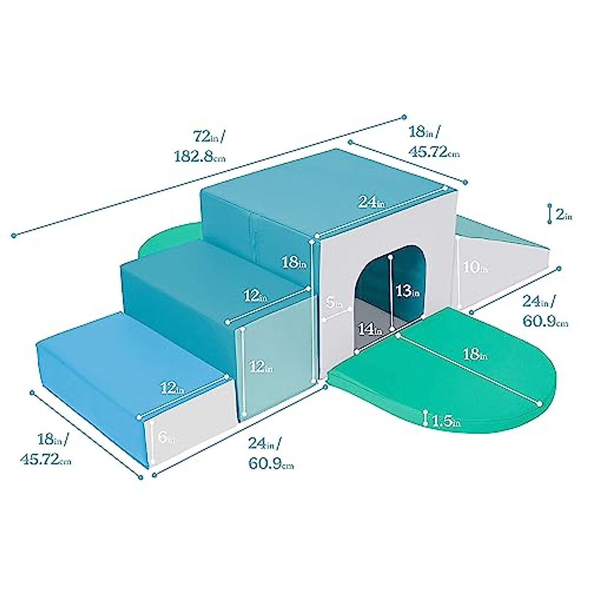 ECR4Kids SoftZone Single Tunnel Maze, Toddler Playset, Contemporary, 6-Piece