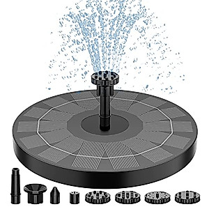 AISITIN 2.5W Solar Bird Bath Fountain Pump, Solar Fountain Pump for Bird Bath with 6 Nozzles, 6.7" Solar Powered Water Fountain Pump for Garden, Ponds, Pool, Fish Tank, Outdoor and Aquarium