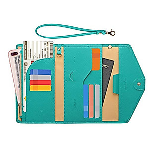 ZOPPEN Passport Holder Women Travel Wallet Rfid Blocking Passport Cover Document Organizer Strap Ver.5, #25 Emerald Green