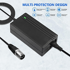 BXIZXD 24V 2A 3-Pin XLR Scooter Battery Charger for Wheelchairs, Jazzy Power Chair, Go-Go Elite Traveller SC40E/SC44E, Ezip 400/500, Mountain Trailz, Mongoose M150, Schwinn S300, Volpam SP06 Scooters