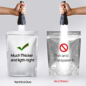 Mylar Bags for Food Storage,120 Pcs in 4 Sizes With 400cc Oxygen Absorbers, 9.5Mil Holographic Large Vacuum Resealable Zip Lock, Smell Proof Comes with Sealing & Food Clips, Labels & Pencil, Silver