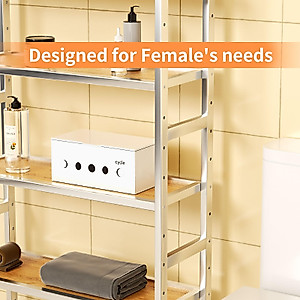 FEMELI Tampon Holder for Bathroom, Acrylic Cycle Pad Storage Organizer with Lid, Discreet Feminine Women Products Case Container Period Bin for Shark Week Bathroom Accessories Decor Box