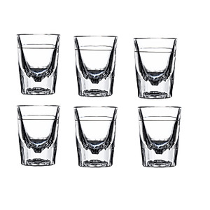 Libbey 5126/A0007 Fluted Whiskey/Shot Glass 2 oz with 1 oz Capacity Line, SET of 6 w/Bonus FDL Picks