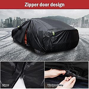 Custom Fit for Model 3 Car Cover 2017-2023 Waterproof All Weather Protection Full Exterior Cover Rain Snow UV Protection with Door Zipper Charging Port