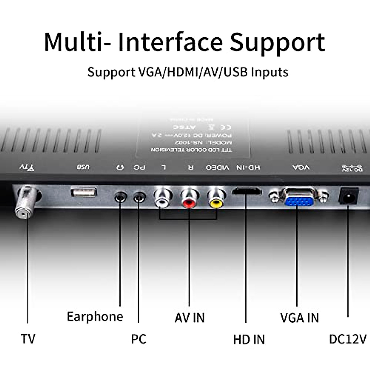 Jexiop 17inch LED TV,HD 1080P Small Widescreen TV with ATSC Digital Tuner,Built-in Speakers with HDMI,VGA,AV Input,USB Port,12 Volt TV Suitable for Caravan,Kitchen,Bedroom