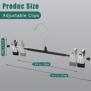 Lamitocs 10 Pack Pants Hangers with Clips,Skirt Hangers Space Saving, Heavy-Duty Pant Hangers Metal Clothes Hanger for Closet, Black