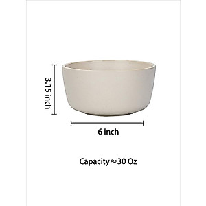 MDZF SWEET HOME 28 Oz Porcelain Bowl Set, 6 Inch Deep Bowl for Cereal, Soup, Fruit-Salad and Dessert Serving Bowls, Set of 4