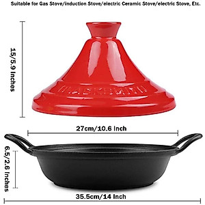 27cm High Gloss Enamel Moroccan Tagine Pot Easy To Clean Casserole Enameled Cast Iron Pot For 2-4 People 22.5.26
