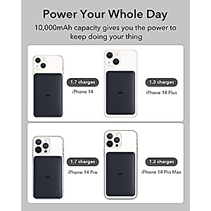 ESR MagSafe Battery Pack (HaloLock), 10,000mAh MagSafe Power Bank with USB-C Cable, Magnetic Wireless Power Bank for iPhone 14/13/12 Series, MagSafe Portable Charger, MagSafe Accessories, Black