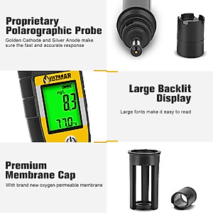 UIUZMAR Digital Dissolved Oxygen Meter Portable Dissolved Oxygen Test Kit with 3.6ft Electrode for Ponds Aquarium Aquaculture Do Meter for Water Fish Tank with Measuring Range 0.0‑40.0 Mg/L
