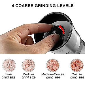 PARACITY Pepper Grinder 6.7 OZ, Adjustable Coarseness Salt Grinder, Stainless Steel Pepper Mill with Ceramic Rotor, Salt and Pepper Grinder, Salt & Spice Shakers with Cleaning Brush (1 Pack)
