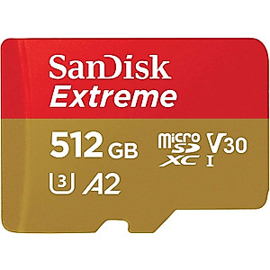 SanDisk Extreme 512GB Micro SD Memory Card for GoPro Works with GoPro Hero 10 Black Camera UHS-1 U3 / V30 A2 4K Class 10 SDSQXAV-512G-GN6MN Bundle with 1 Everything But Stromboli MicroSD Card Reader
