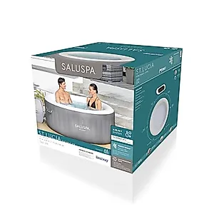 Bestway St. Lucia SaluSpa 2 to 3 Person Inflatable Round Outdoor Hot Tub with 110 Soothing AirJets, Filter Cartridge, Pump, and Insulated Cover, Gray