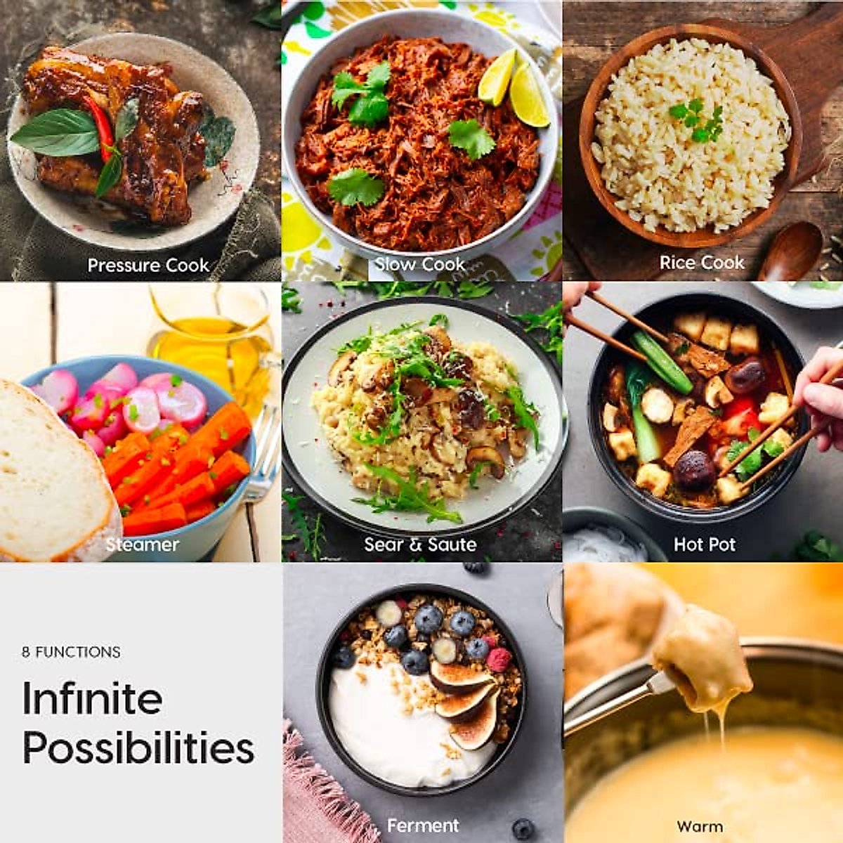 IRIS USA 3 Qt. 8-in-1 Multi-function Pressure Cooker with Waterless Cooking Function, Compact Pressure Cooker for 2-3 People with Pre-Programmed Recipes for Easy Healthy Cooking, Black