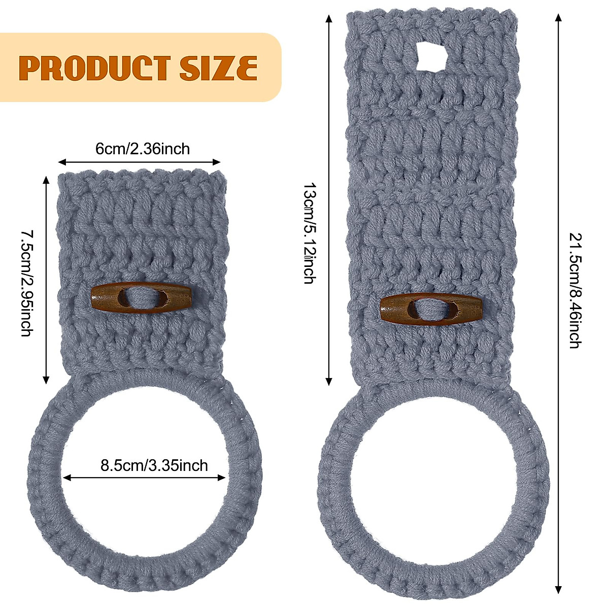 Hoolerry 8 Pcs Hanging Kitchen Towels Ring Crochet Hanging Dish Towel Holder with Loop Button for House Oven Stove Door, 8 Colors(Vivid Colors,Round)