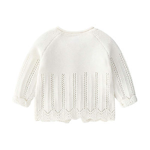 Feidoog Knitted Baby Girls Cardigan Sweater Toddler Knit Button up Cardigan Sweater Outwear,Off-White,2-3T