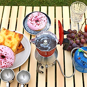 OGNI ORA Stovetop Espresso Maker Moka Pot, Red 4 Cup(150 ml) Camping Coffee Pot Double Valve Design Espresso Coffee Maker Suitable for Gas, Induction, Electric Pottery Stove