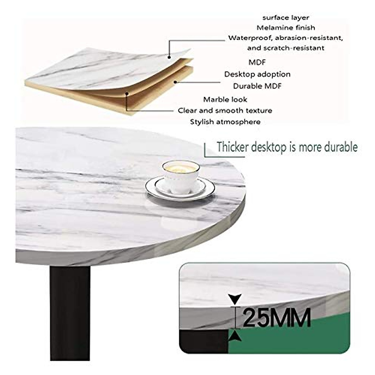 Conference Reception Room Coffee Table with Chair, Modern Table and Chair Combination Office Reception Round Table Coffee Shop Dessert Shop 60cm Leisure Table Hotel Meeting Room ( Color : 2 Chairs Ora