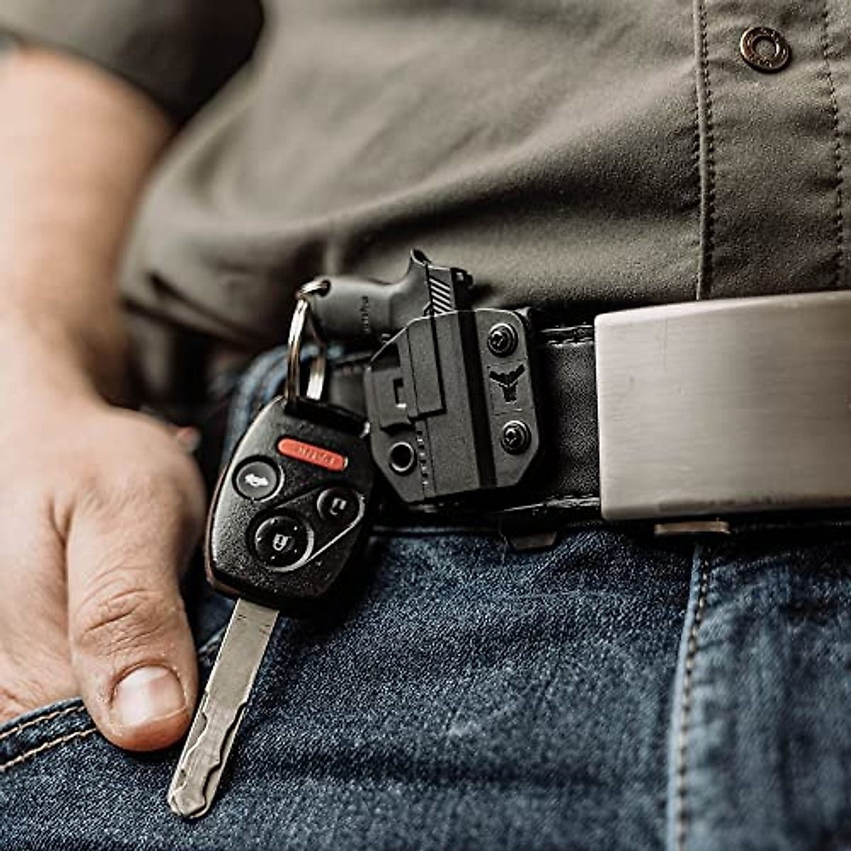 Mini Pistol Shaped Keychain with Holster and Belt Clip - Sig P226 - by Blade-Tech Holsters