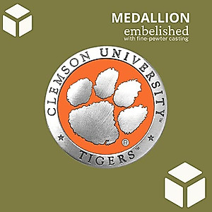 Heritage Pewter Clemson14 oz. Travel Mug | Insulated Tumbler for Coffee, Beverages | Intricately Crafted Metal Pewter Alma Mater Inlay