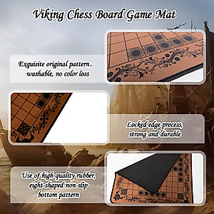 HNEFATAFL: Viking Chess Board Game, Authentic Traditional Two-Player Strategy Board Game, Travel Games with Chessboard. A Leather Game Board+37 Pieces+A Game Strategy+2 Plush Storage Bags