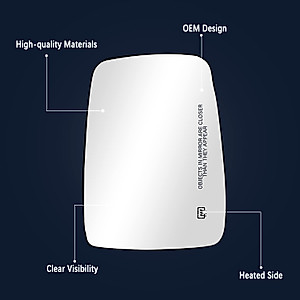 68050298AA Passenger Right Side Heated Mirror Glass Compatible with 2009-2018 Dodge Ram 1500 2500 Right Heated Convex Mirror Glass with Rear Holder Replace 68079362AA