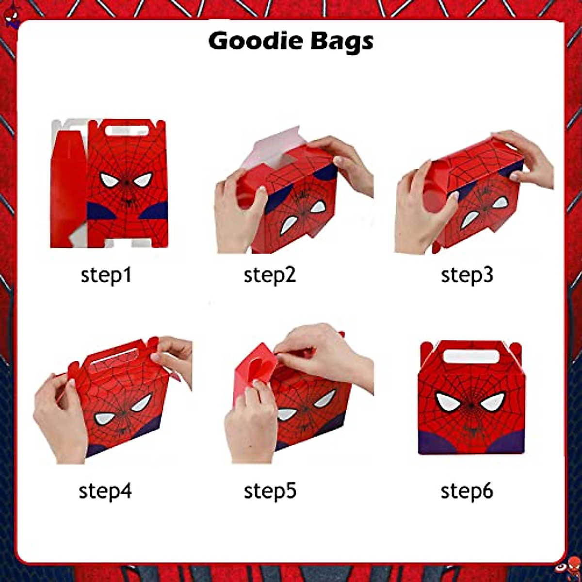 Spiderman Birthday Party Favors Supplies,130 Pcs,Include Button Pins, Key Chain, Bracelet, Spider Masks, Goodie Bags, Blower Whistles, Stickers for Classroom Rewards Hero Carnival Prizes Decorations