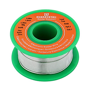 1.5mm Electronic Solder Wire Lead Free Rosin Flux Core Diameter 0.06in Large Size Solder Wire Gauge 1.76oz 50g Sn99 Ag0.3 Cu0.7 Flow Electric Soldering Unleaded PB Free