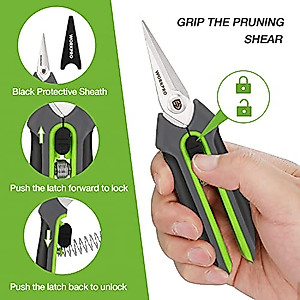 WORKPRO Pruning Shears,6.25'' Gardening Hand Scissors with Sheath,Stainless Steel Straight Blade Hand Pruner for Precision Pruning and Trimming