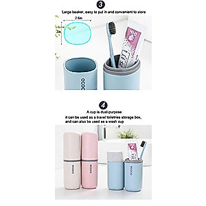 IKEAR Travel Toothbrush Cup Toothpaste Container/Case Toothbrush Organizer Toothbrush Toothpaste Holder 2 Gargle Cups Multifunction Portable Storage Cup for Business Trip Travel and Daily Use