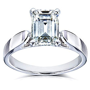 Kobelli Emerald Cut Moissanite Solitaire Engagement Ring 1 Carat 14k White Gold (GH/VS), 7.5