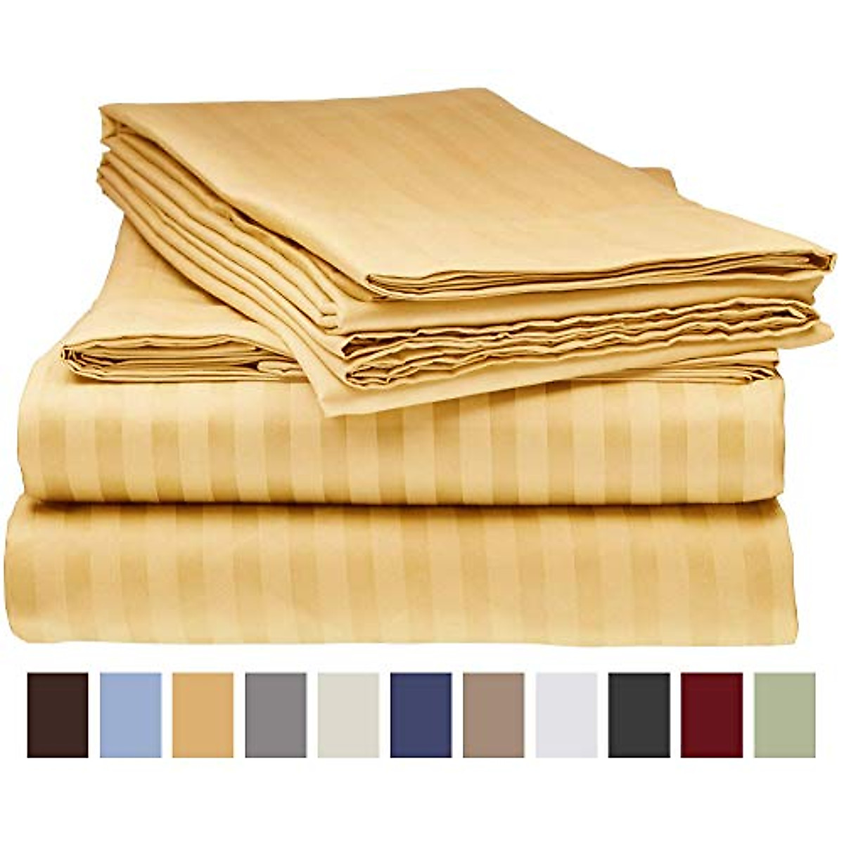 Cotton Home Depot Full Collection Bed Sheet Set 20 Inch Deep Pocket 4-Piece Bedding Set - Wrinkle, Stain, Fade Resistant - Yellow Gold