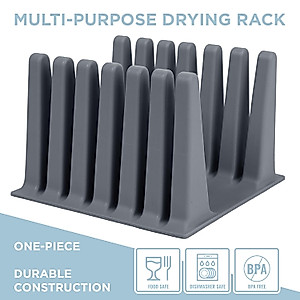 Nordic By Nature Silicone Drying Rack for Reusable Bags - Snack & Sandwich Storage Bag Organizer and Bottle Drying Rack (Slate Grey)