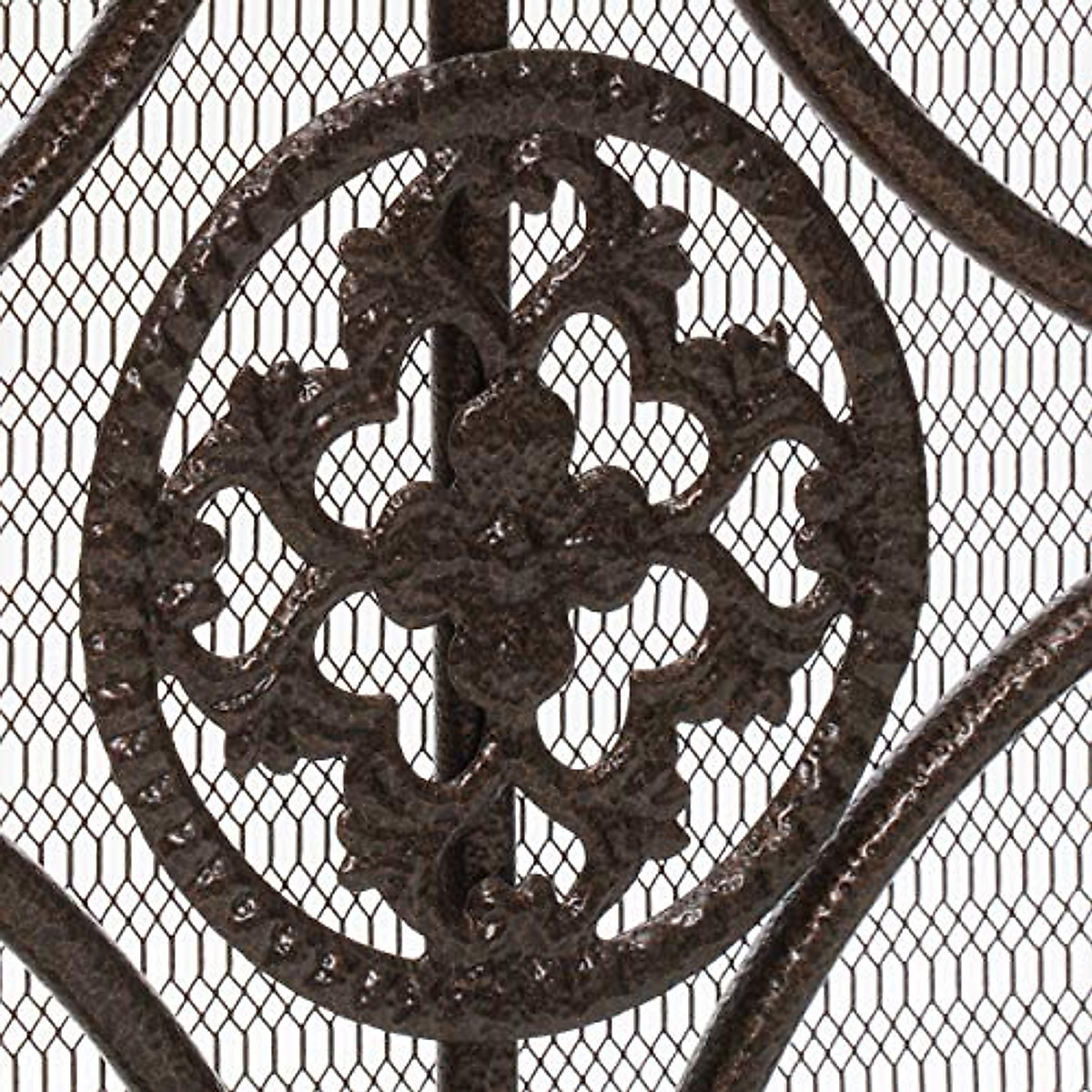 Christopher Knight Home Wilmington Fireplace Screen, Gold Flower On Black