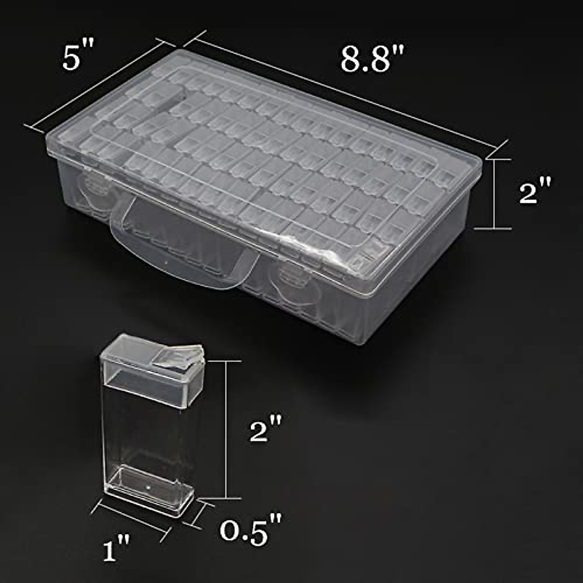 Tosnail 2 Pack of 64 Plastic Diamond Painting Bead Storage Container Box, Bead Organizer Case for Beads, Seeds, Diamond Dots, Glitter, Nail Art Supply
