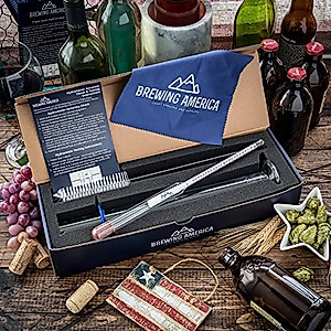 Brewing Hydrometer Alcohol Tester Kit: Beer & Wine American-Made Specific Gravity ABV Test Pro Series Traceable & Borosilicate Glass Test Tube Jar & Brush