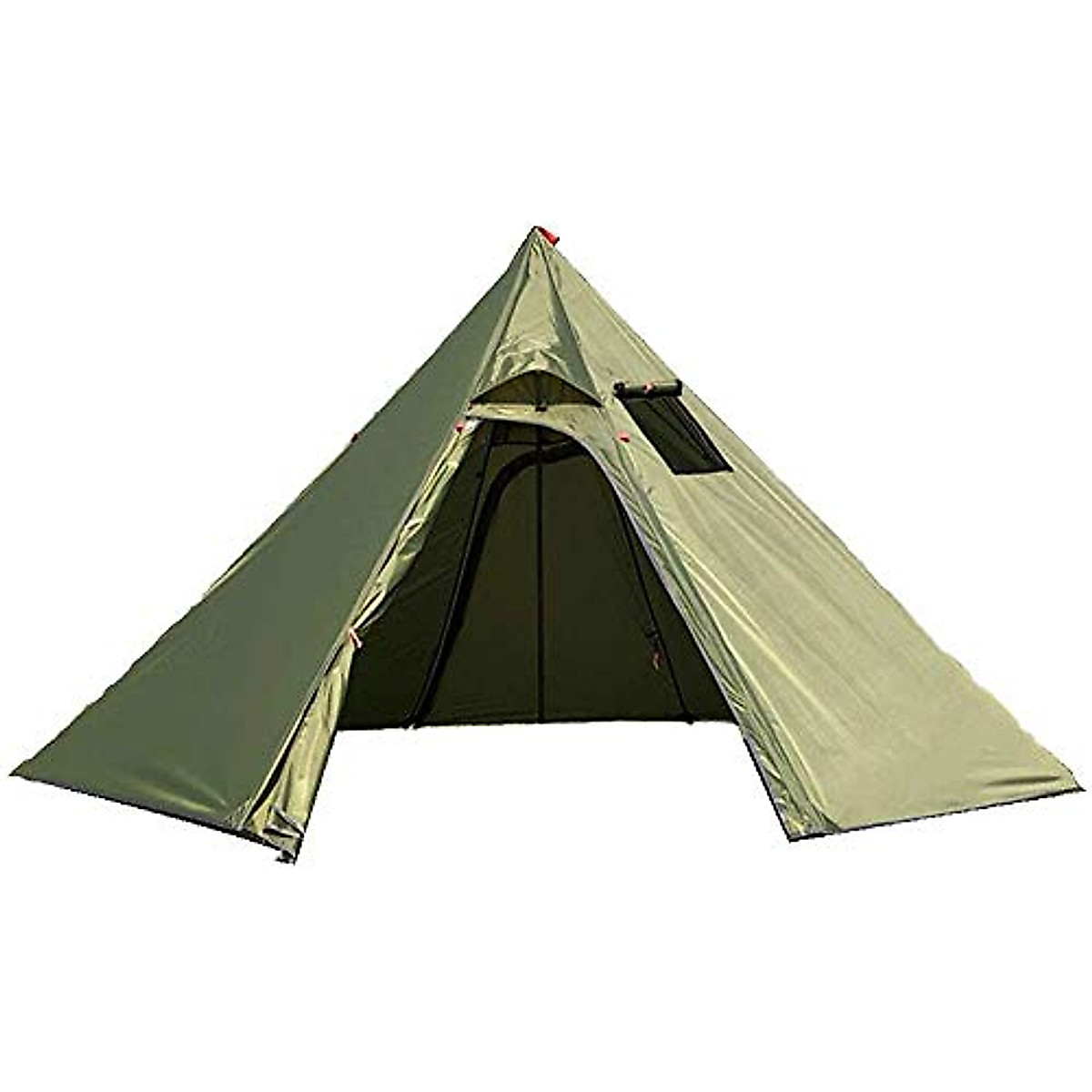 Genma0 Ultralight 2 Person Tipi Hot Tent with Fire Retardant Stove Jack for Flue Pipes with 2 Doors Army Green