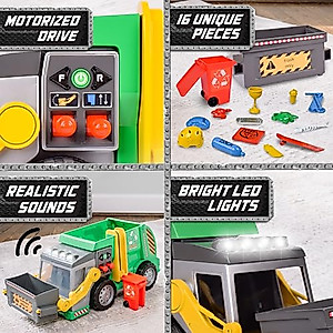 Maxx Action 19’’ 3-N-1 Maxx Recycler – Large Garbage Truck Toy with Lights, Sounds and Motorized Drive | Realistic Trash Truck with Dual Joystick Controllers - Sunny Days Entertainment | Green