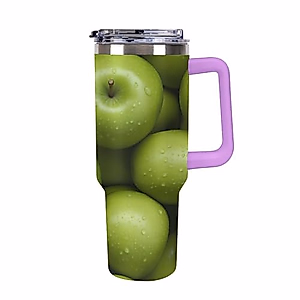 Green Apples Water Drop 40 Oz Car Cup Stainless Steel Travel Mug Leak-Proof Insulated Tumbler with Handle Violet-style