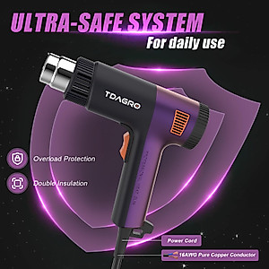 A Nice Heat Gun, Compact but Powerful, Variable Temp Control 122℉~1202℉, Fast Heating Smaller Heat Gun for Crafting, Shrink Tubing,Shrink Wrap,Vinyl Wrap, Intergrated Holder for Hands Free & Hanging